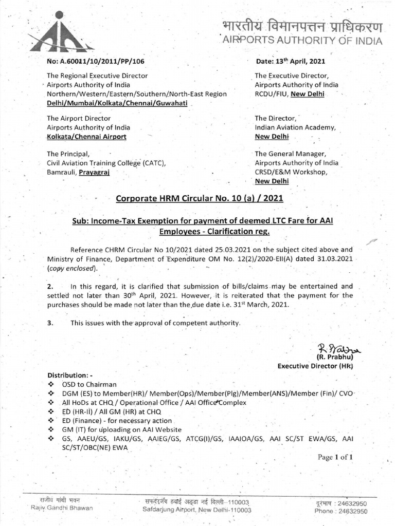 AAI Income Tax Exemption Clarification | PDF | Aviation | Aviation Safety