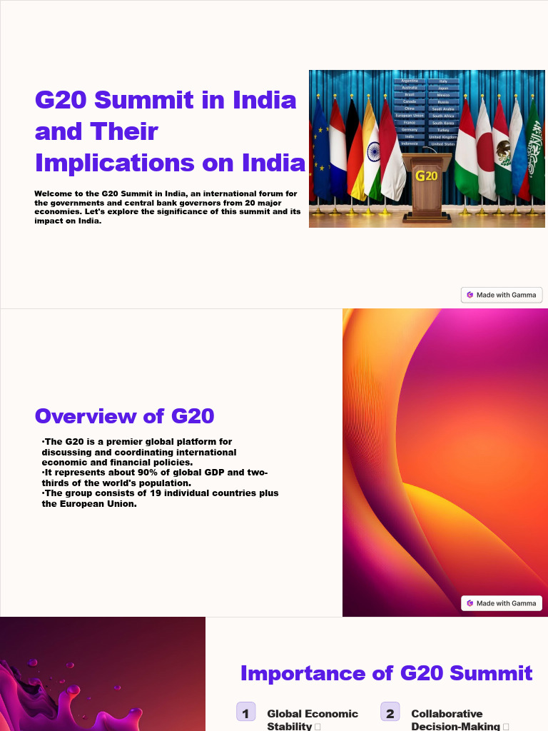 G20 Summit in India and Their Implications On India | PDF | Economic ...