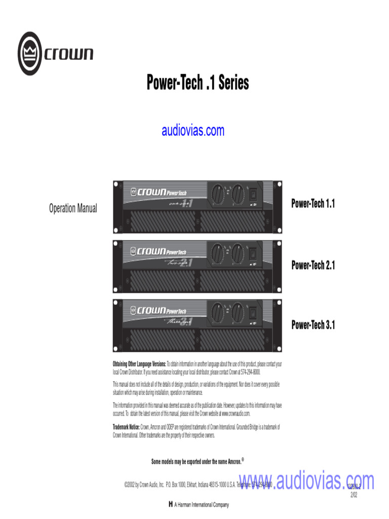Crown Power Tech Manual de Instrucciones | PDF | Amplifier | Power Supply