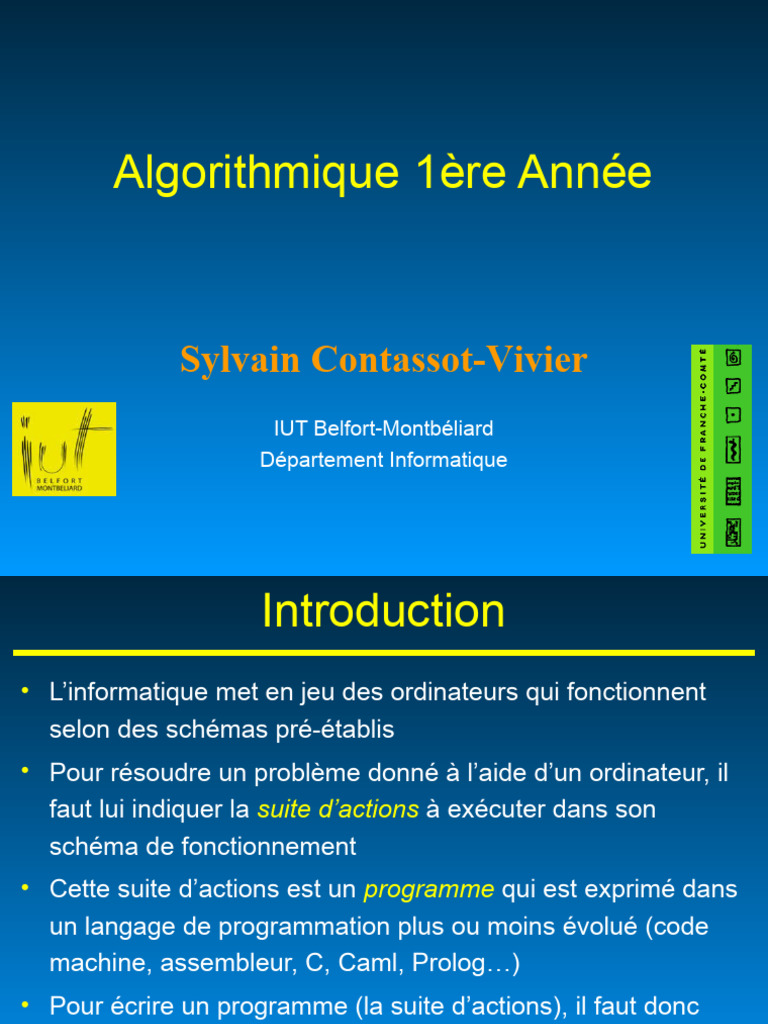 Algorithmique 1ere Annee | PDF | Langage de programmation | Structure de contrôle