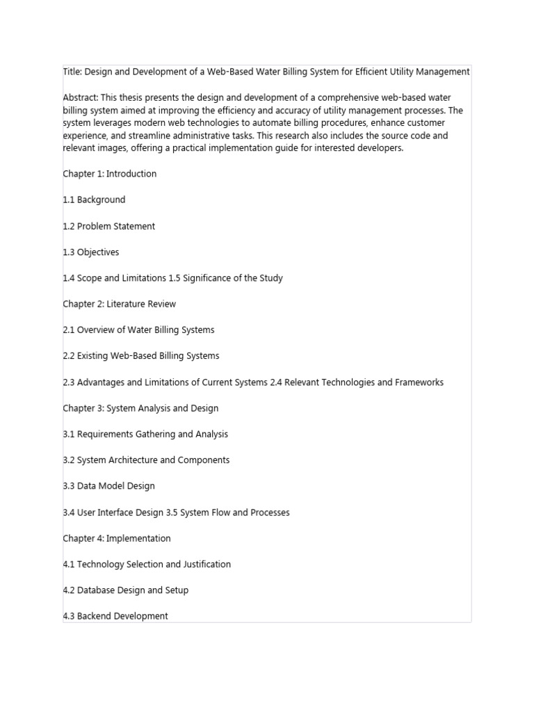 Web Based Water Billing System | PDF | Usability | Databases