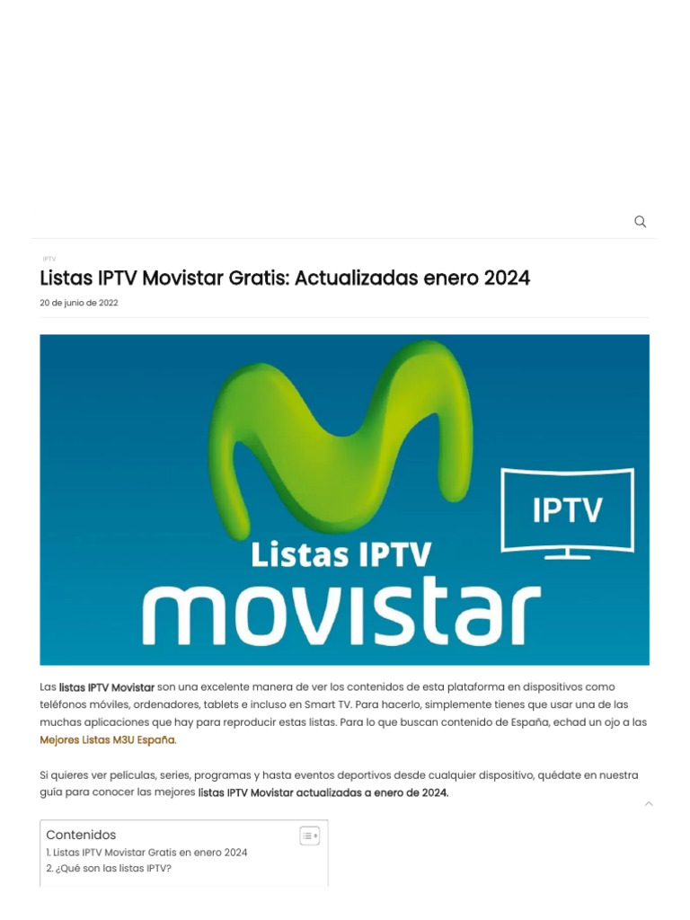 Listas IPTV Movistar Gratis - Actualizadas Enero 2024 - Tecnoguia | PDF | Vídeo a la carta ...