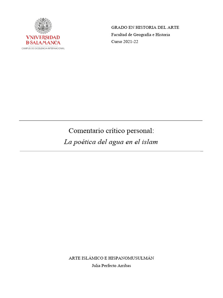 Critica - La Poetica Del Agua en El Islam | PDF | Al Andalus | Corán