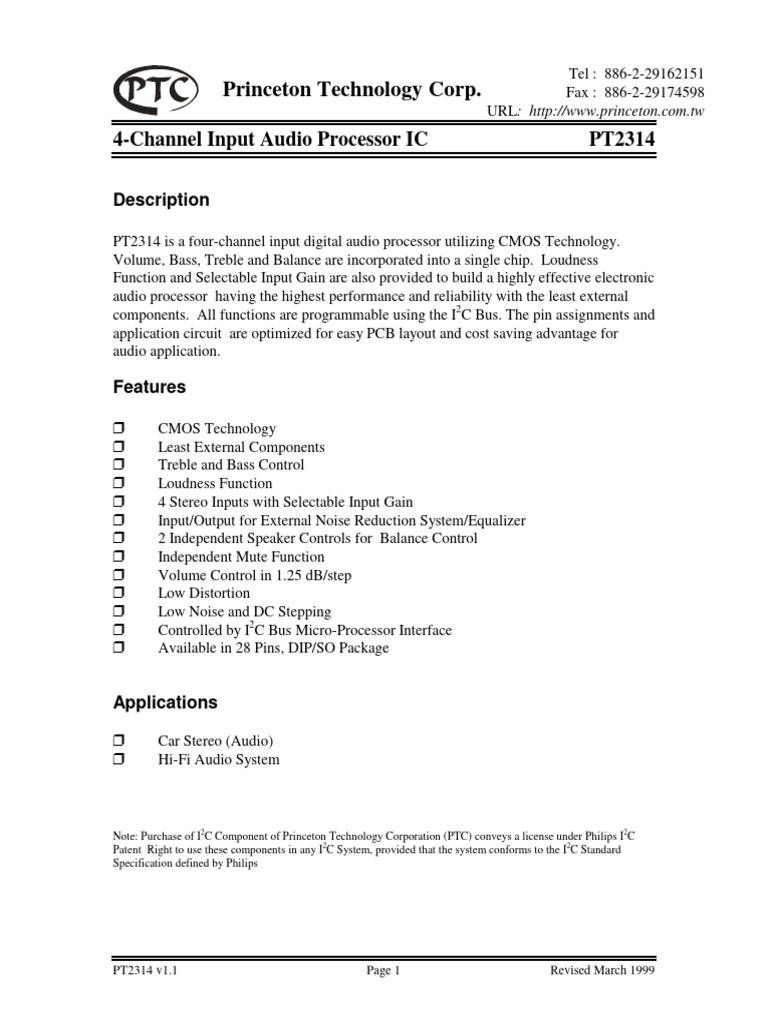 PT2314 PrincetonTechnologyCorp | PDF | Integrated Circuit | Microprocessor