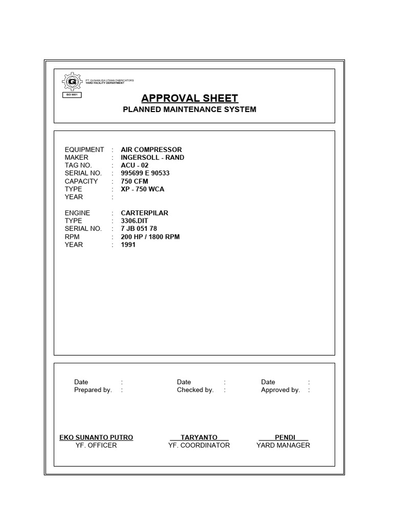 Acu - 02 Air Compressor Ingersoll Rand Xp-750 Wca Cap. 750 Cfm | PDF | Piston | Propulsion