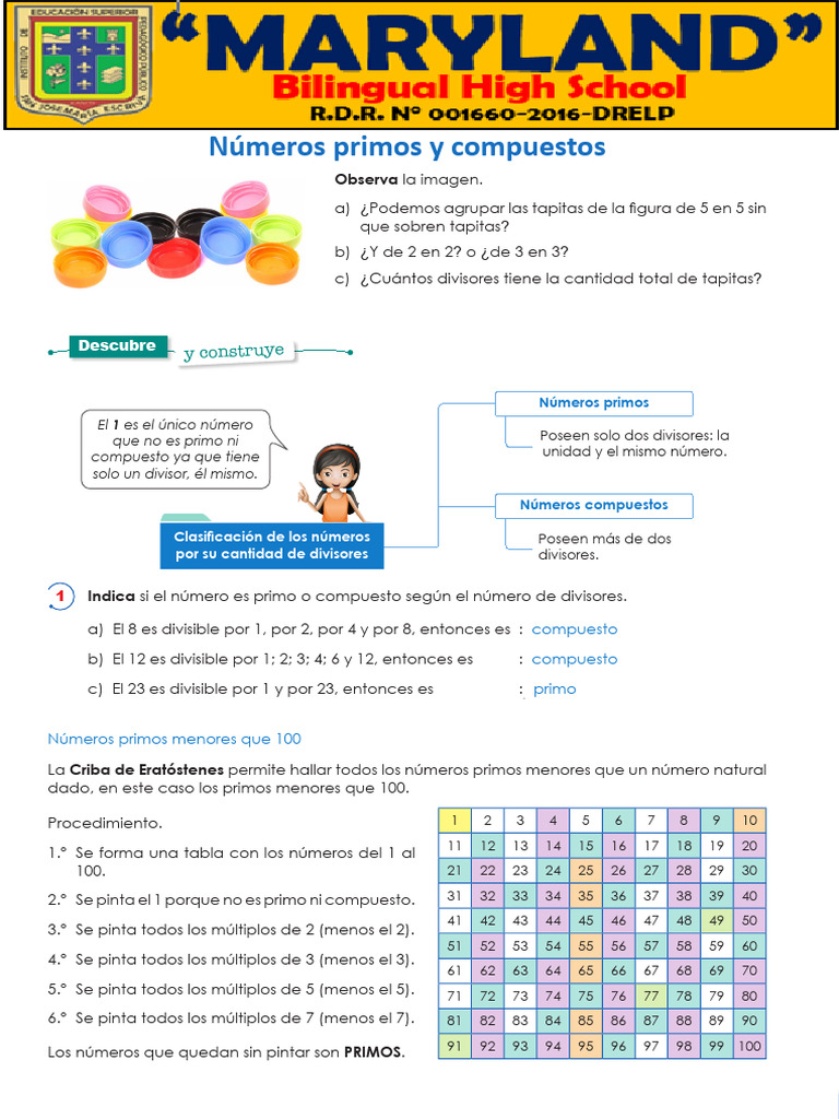 p4 - Números Primos y Compuestos - Aritmética | PDF | Teoría de los ...