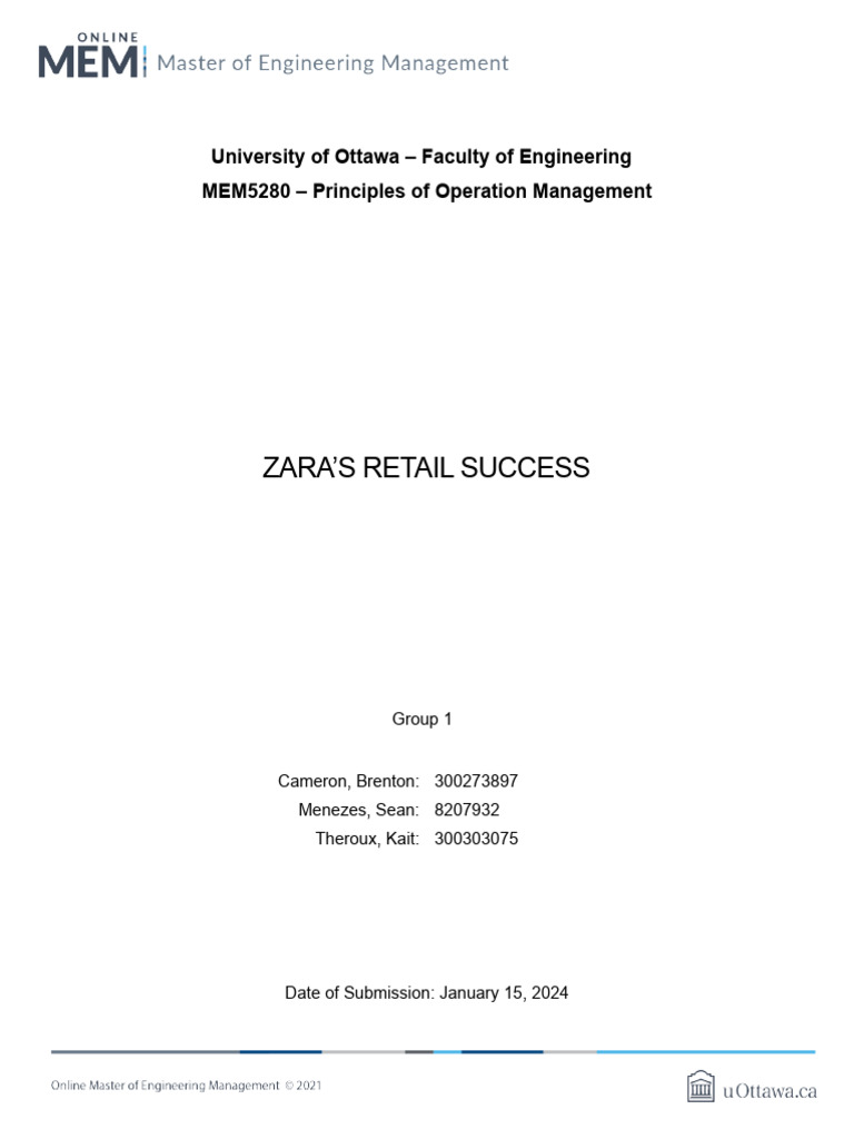 Zara Summary Report | PDF | Retail | Operations Management