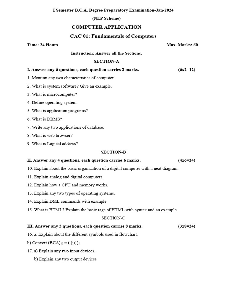 Computer Application CAC 01: Fundamentals of Computers | PDF