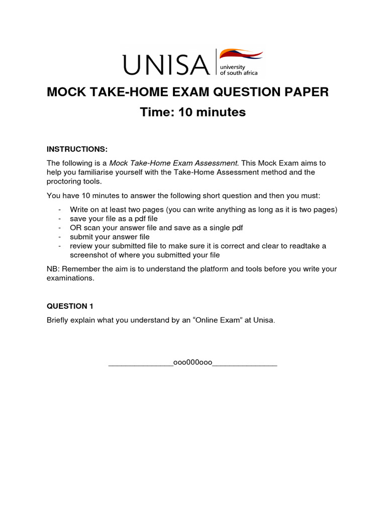 Mock Take-Home Exam Instructions | PDF