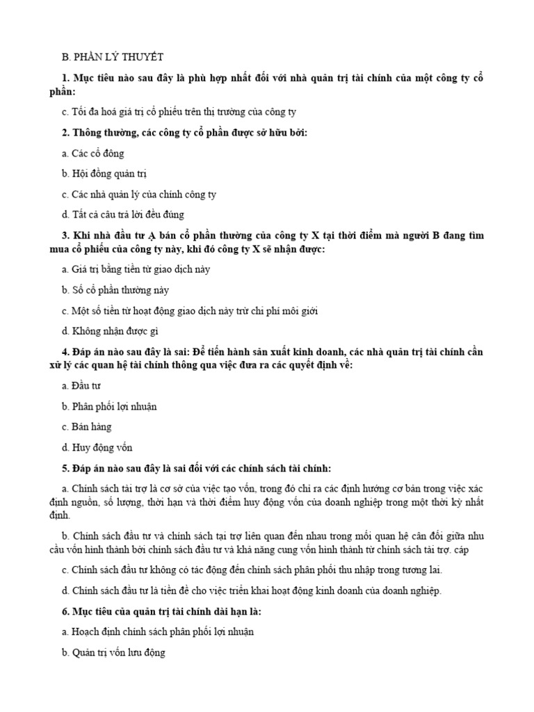 Trắc nghiệm QTTC | PDF