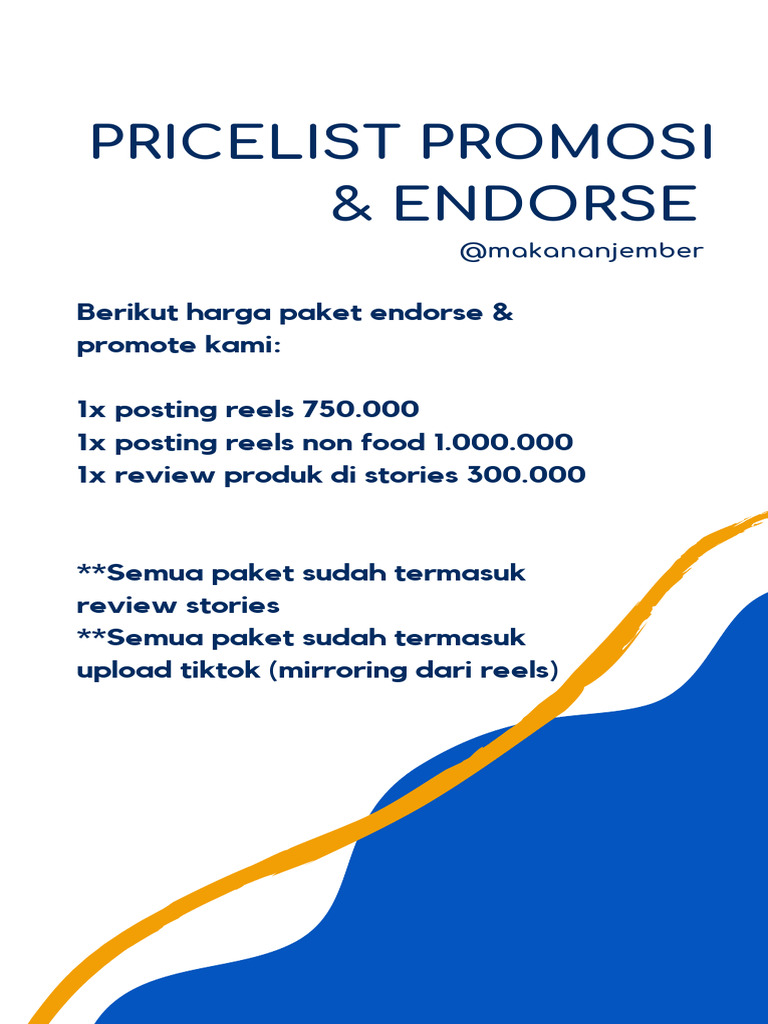 Pricelist Promosi Endorse | PDF