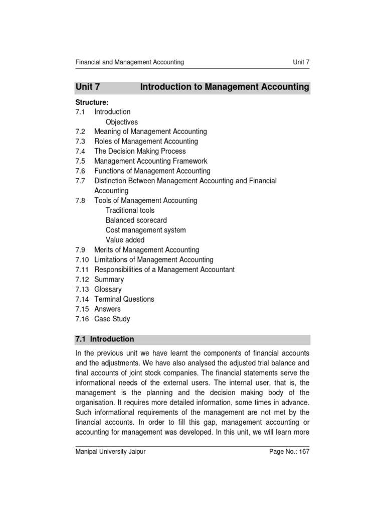 Unit 07 - Introduction To Management Accounting | PDF | Management ...