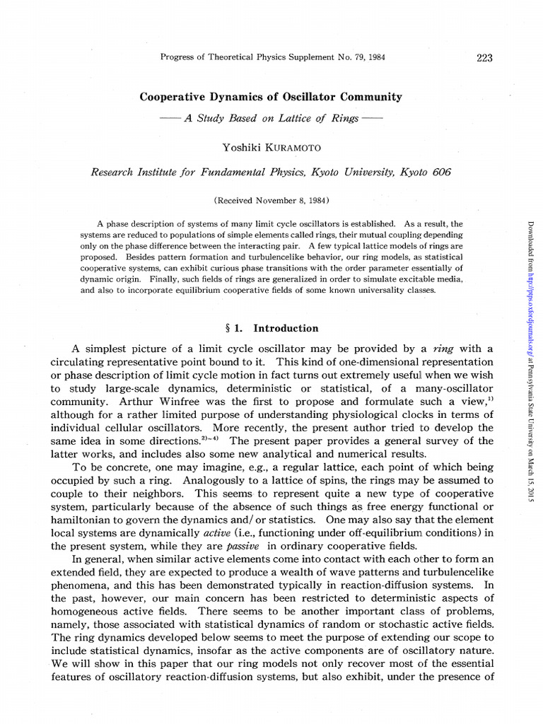 Kuramoto 1984 | PDF | Oscillation | Theoretical Physics
