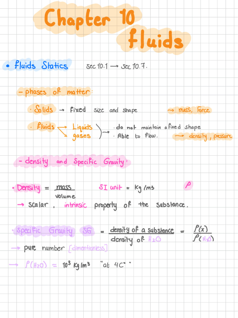 Ch10-Fluids - Sec10.1-10.7 - MODIFIED | PDF