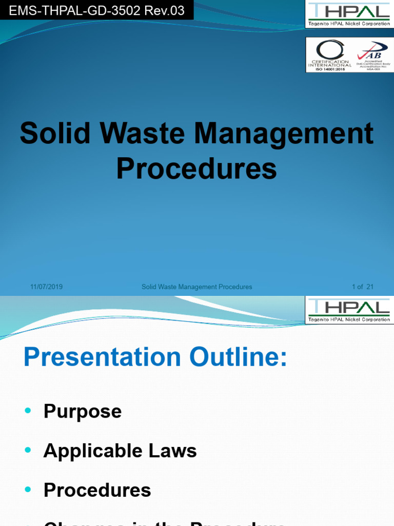 EMS-THPAL-GD-3502 - Solid Waste MNGT Procedure Rev.03 | PDF | Waste ...