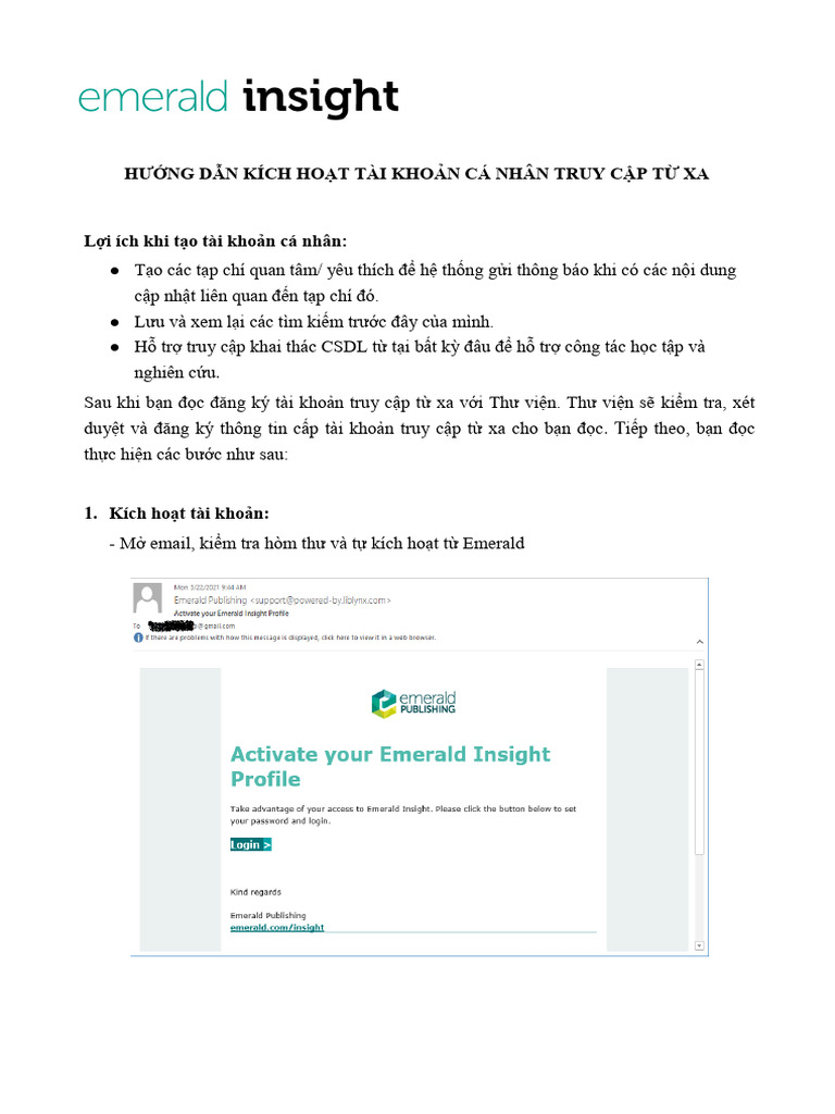 Huong Dan Kich Hoat Tai Khoan Tu Xa - Emerald E-Journals | PDF