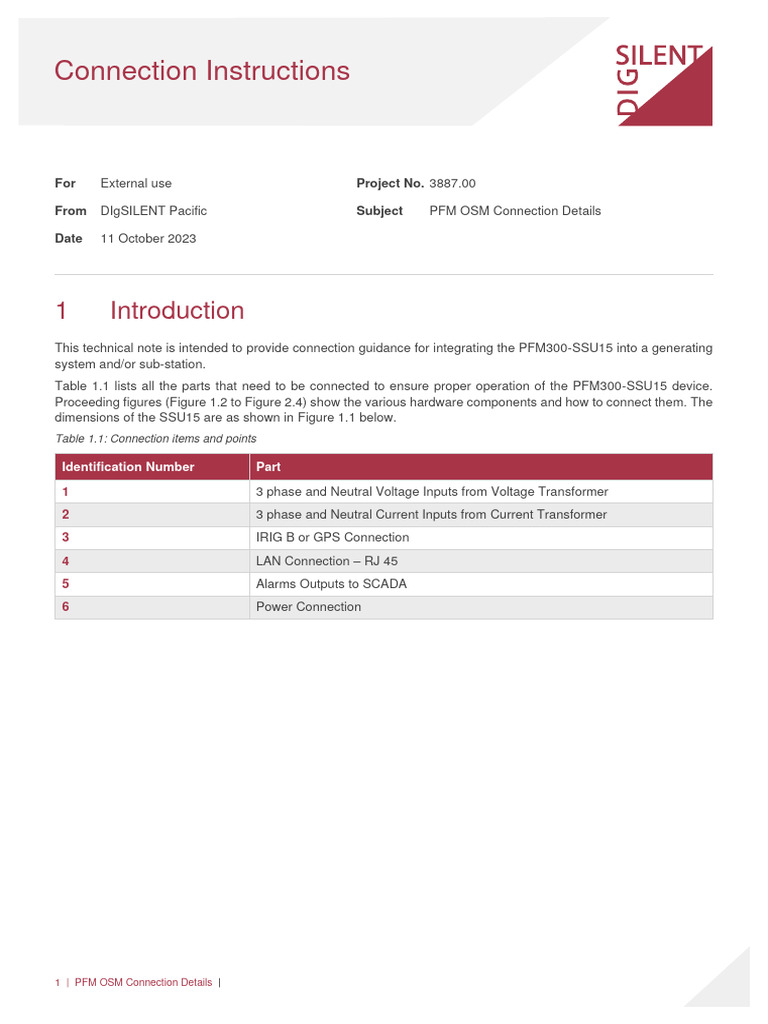 PFM OSM Connection Details 102023 | PDF | Electrical Connector | Switch