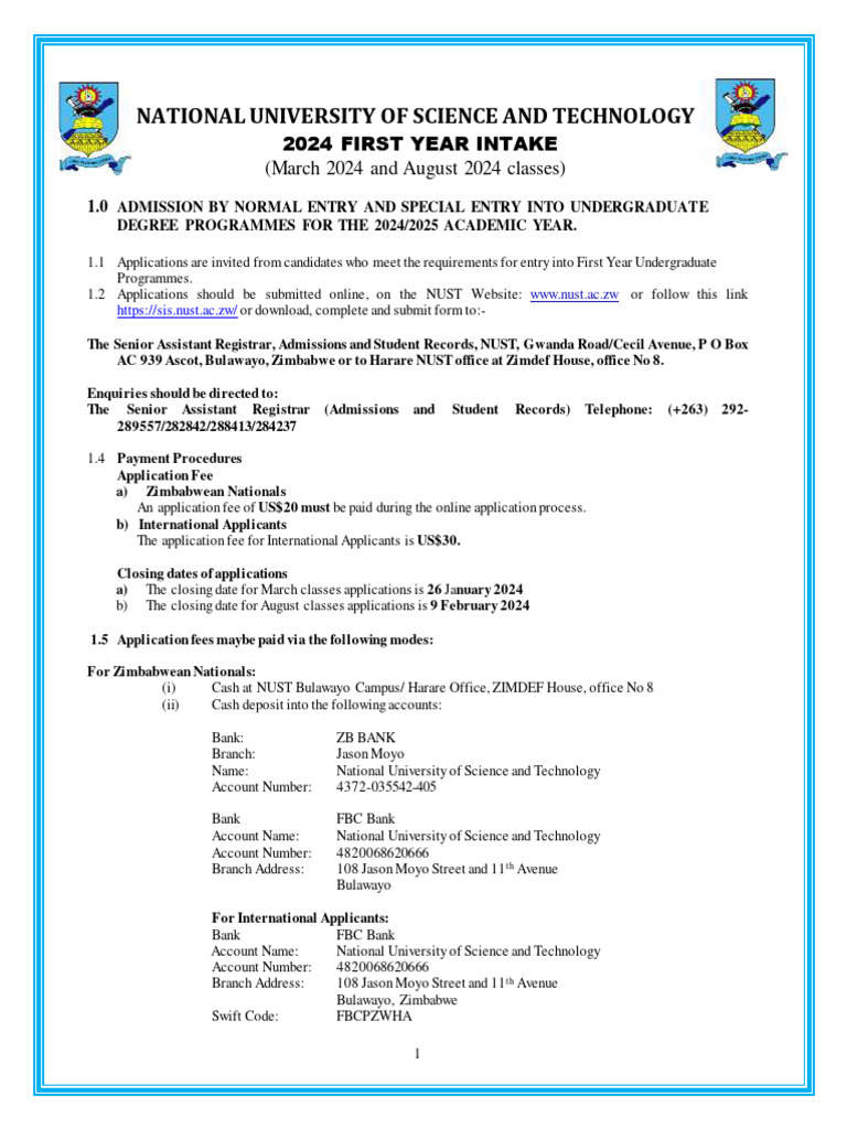 NUST 2024 Undergraduate Intake | PDF | Academic Degree | Bachelor's Degree