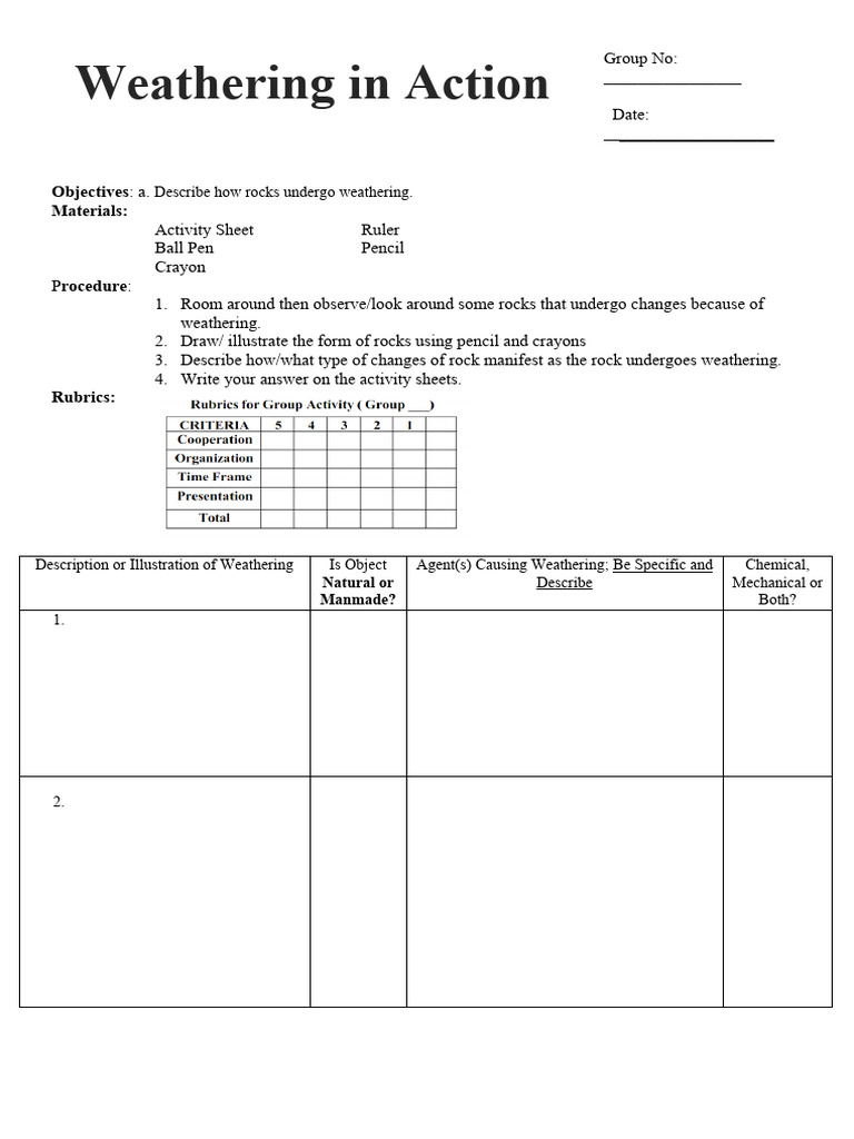 Weathering in Action Final Copy 2 | PDF | Weathering | Chemistry