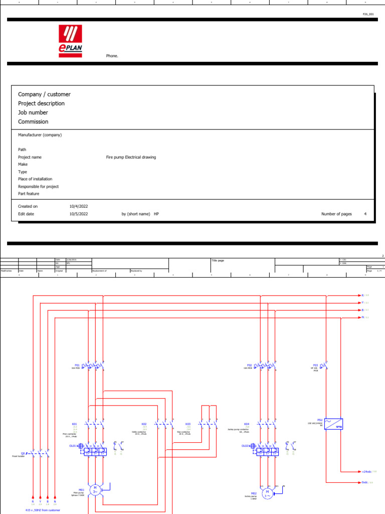Fire Pump Electrical Drawing-1 | PDF | Manufactured Goods | Electric Power