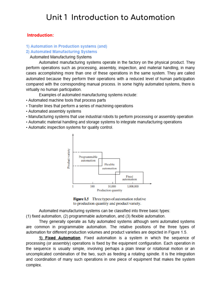Unit 1 Introduction To Automation | Download Free PDF | Automation | Screw