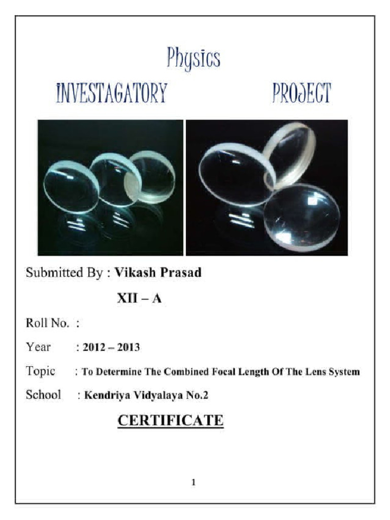 Physics Investagatory Project 1 | PDF