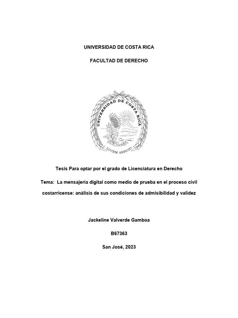 La Mensajería Digital Como Medio de Prueba en El Proceso Civil Costarricense | Descargar gratis ...