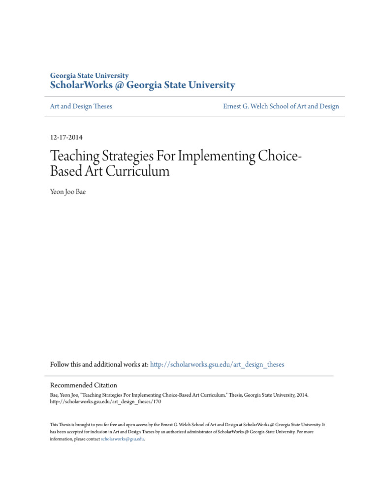 Teaching Strategies For Implementing Choice-Based Art Curriculum | PDF ...
