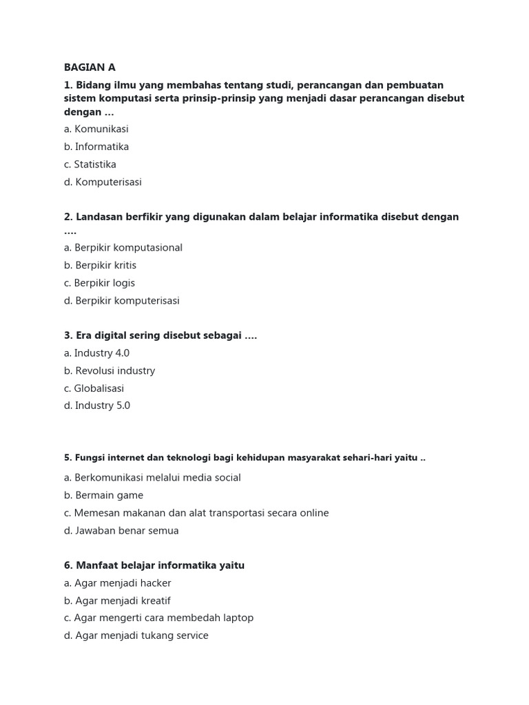 Soal Latihan Informatika Pdf