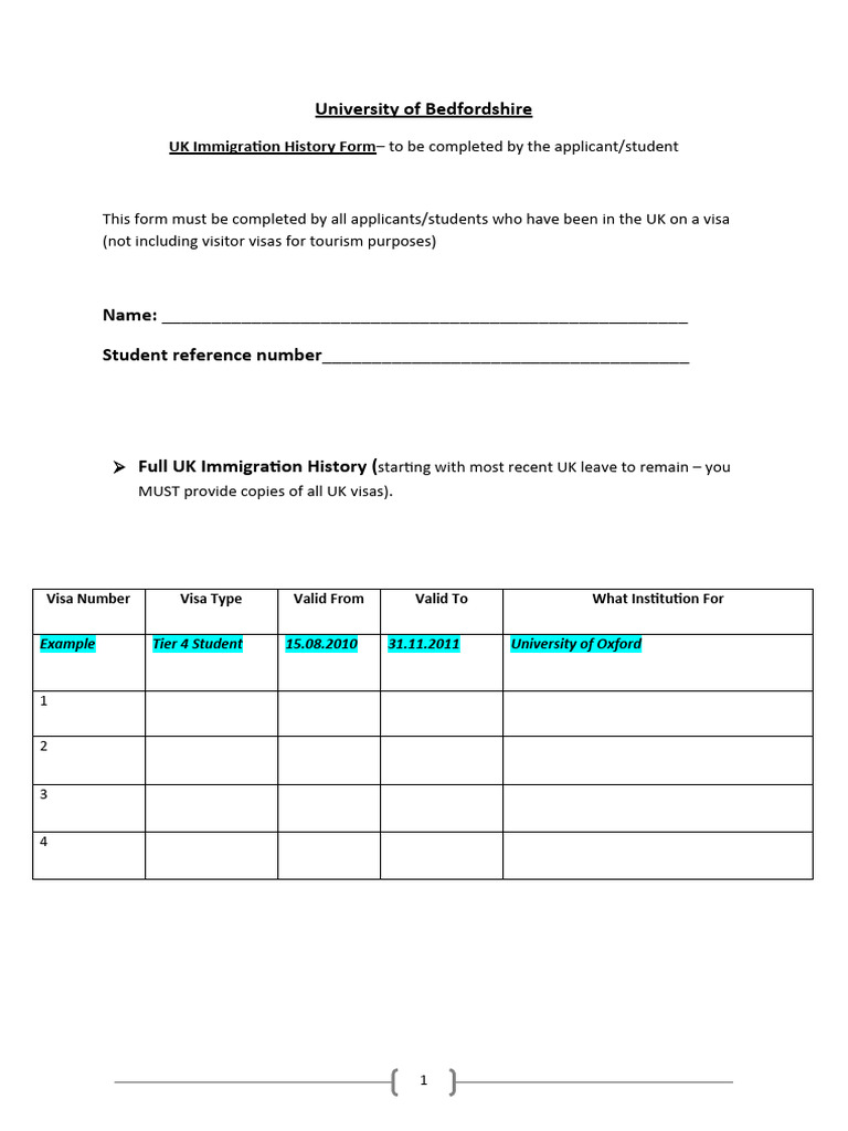 UK Immigration History Form for Students | PDF | Travel Visa | National ...