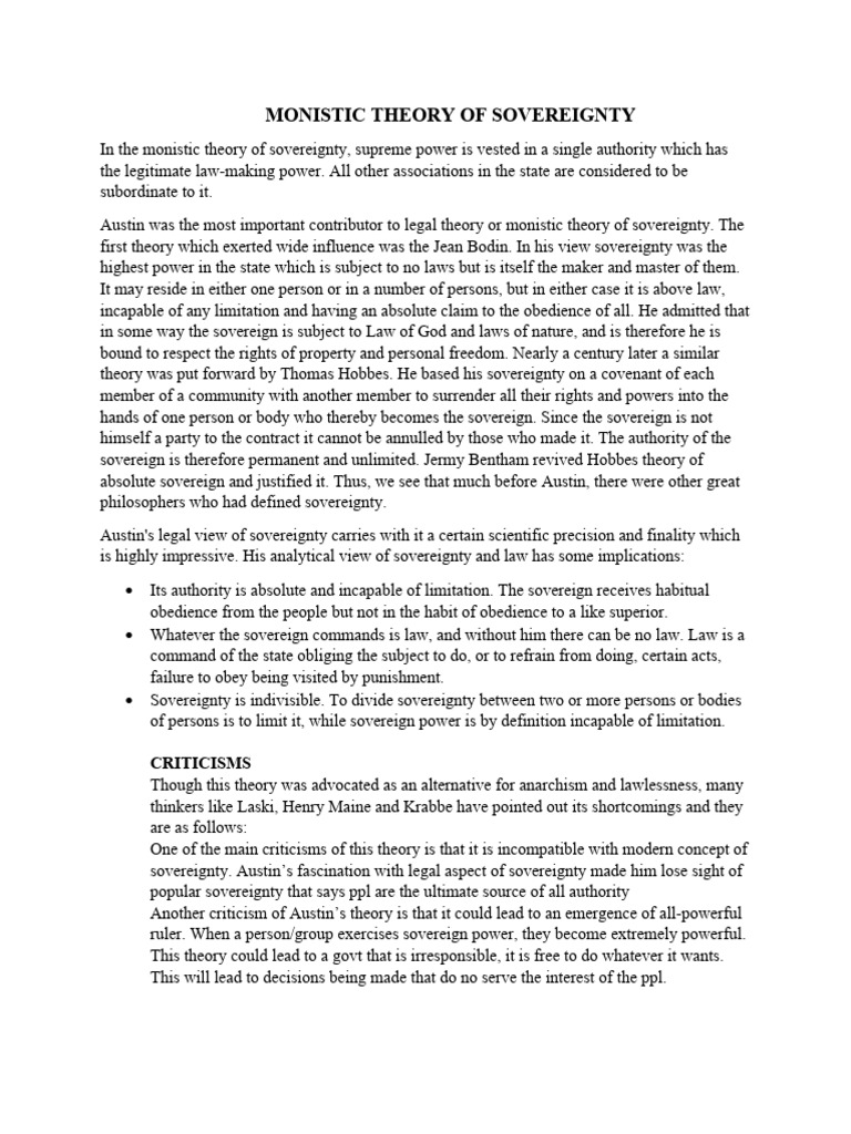 Theories of Sovereignty | PDF | Sovereignty | Social Contract