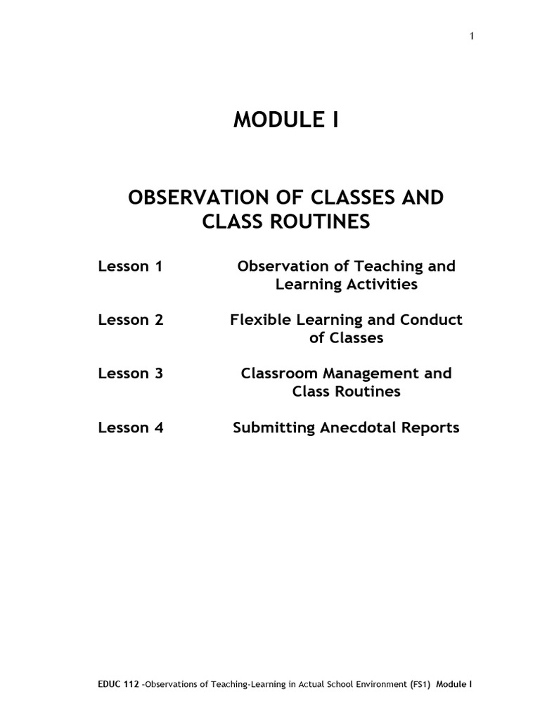 FS 1 - Module 1 | PDF | Classroom Management | Educational Technology