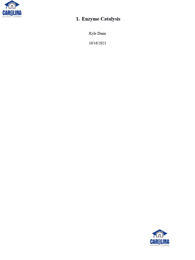 Enzyme Catalysis Lab Report Pdf Hydrogen Peroxide Catalysis