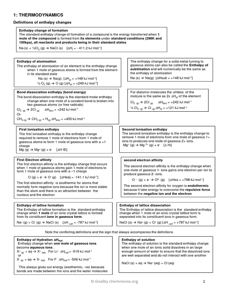 Mod 5 Revision Guide 1 Thermodynamics | PDF | Ionic Bonding | Ion