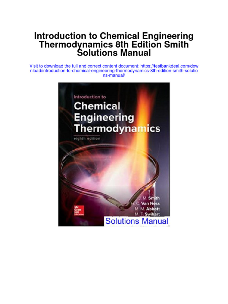Instant Download Introduction To Chemical Engineering Thermodynamics 8th Edition Smith Solutions ...