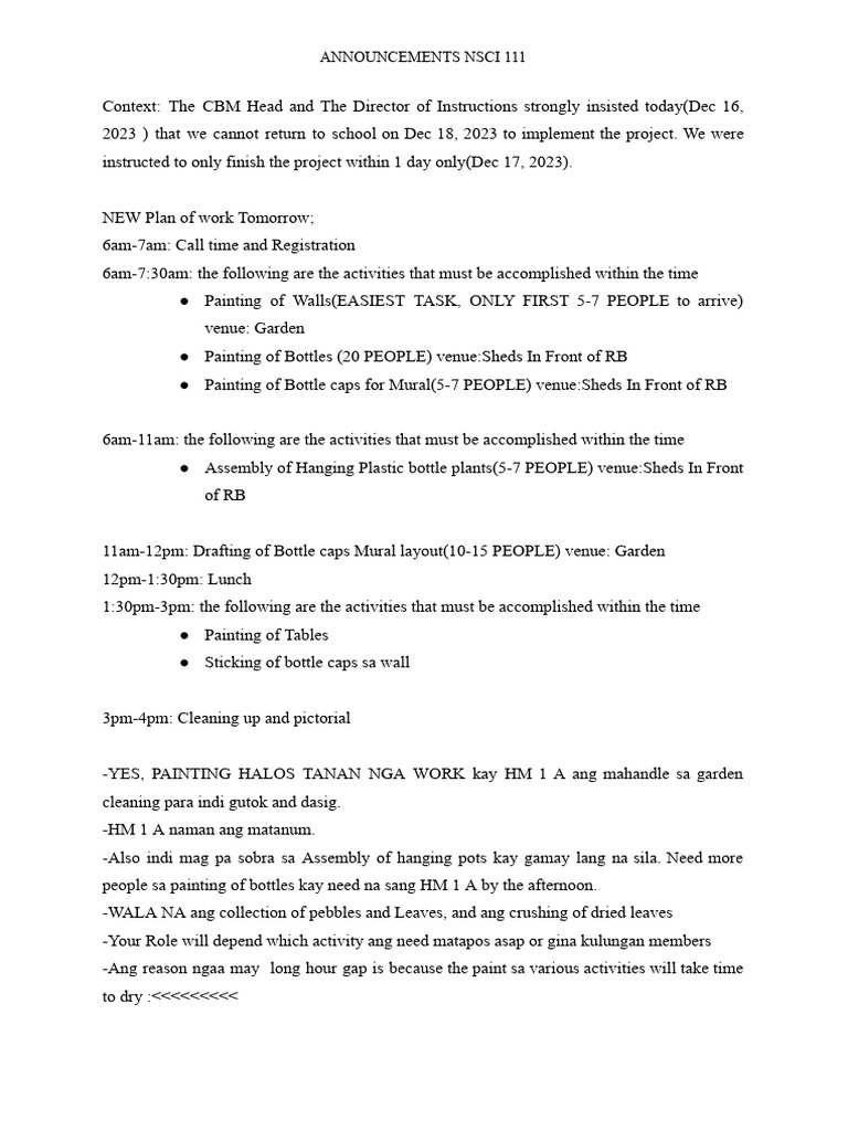 NSCI 111 Final Instructions 1 | PDF