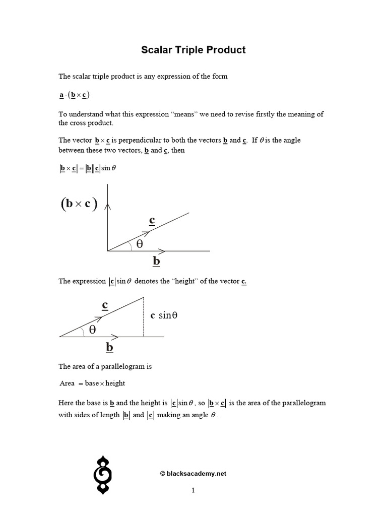 Scalar Triple Product | PDF | Euclidean Vector | Euclidean Geometry