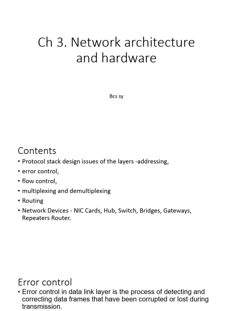 Bcs Sy Ch.3 Network Architecture and Hardware | PDF | Routing | Router ...