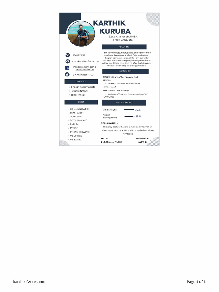Karthik CV Resume | PDF