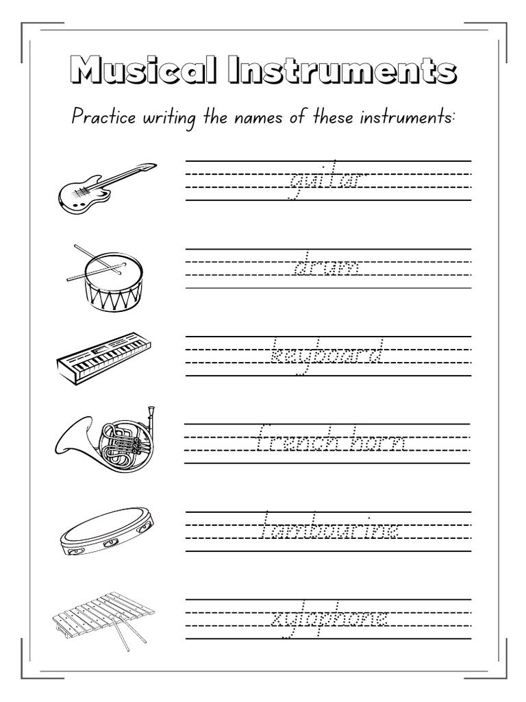 Names of Musical Instruments Worksheet | PDF