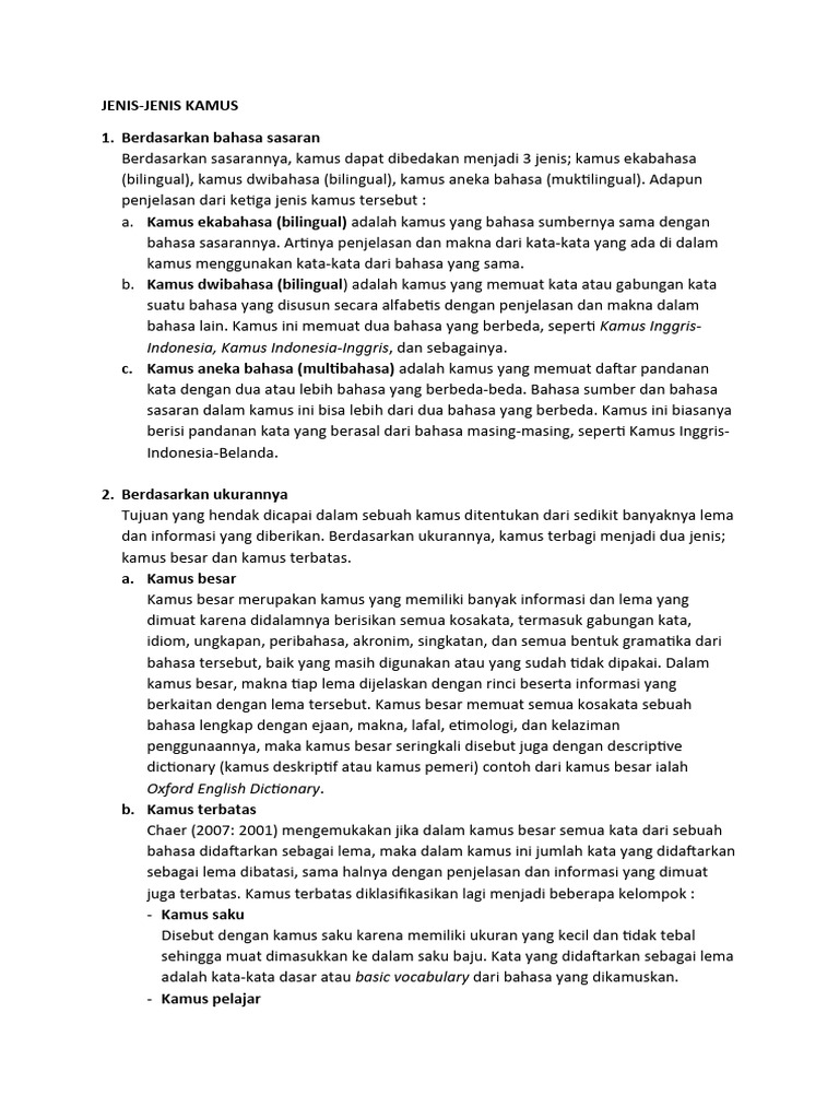 Jenis-Jenis Kamus | PDF Jenis-Jenis Kamus | PDF