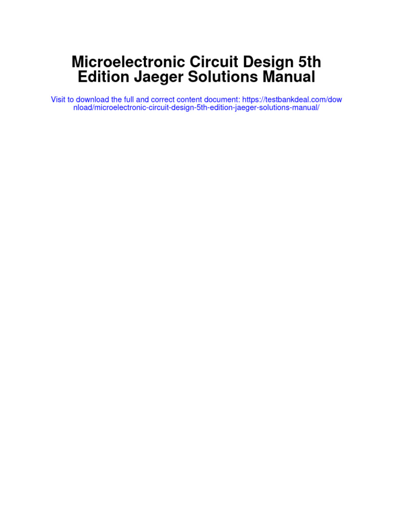 Instant Download Microelectronic Circuit Design 5th Edition Jaeger Solutions Manual PDF Full ...