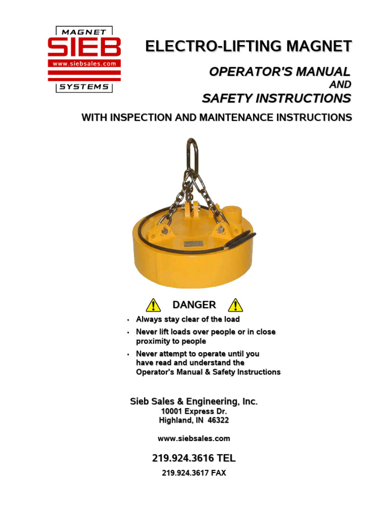 Lifting Electromagnets Safety 12 | PDF | Electrical Resistance And Conductance | Inductor