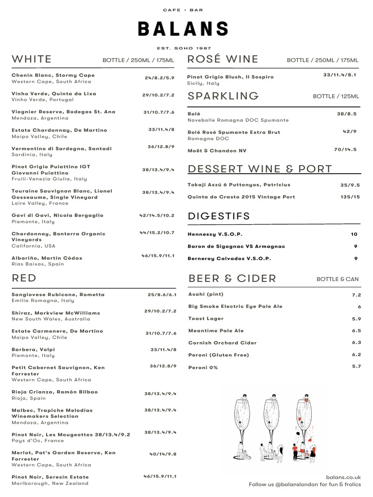 Cocktails and Drinks Menu Overview | PDF | Martini (Cocktail) | Wine