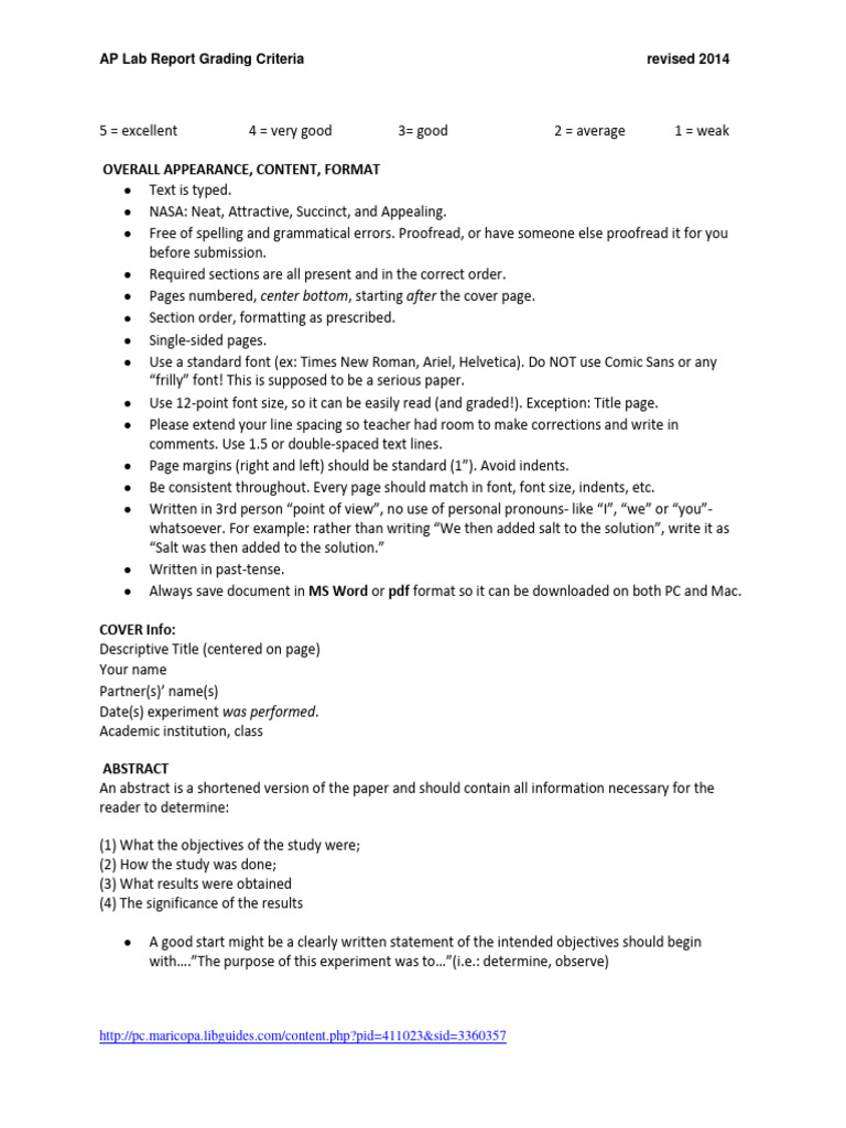 AP Lab Report Format 14 | PDF | Hypothesis | Abstract (Summary)