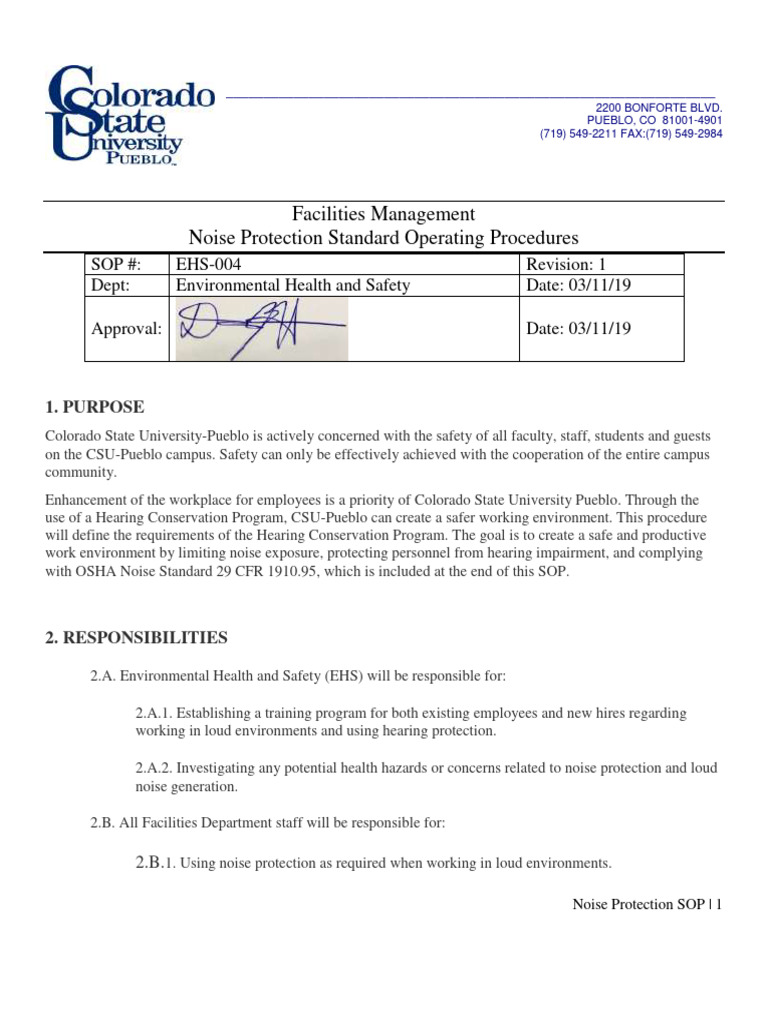 Ehs 004 Noise Protection Sop | PDF