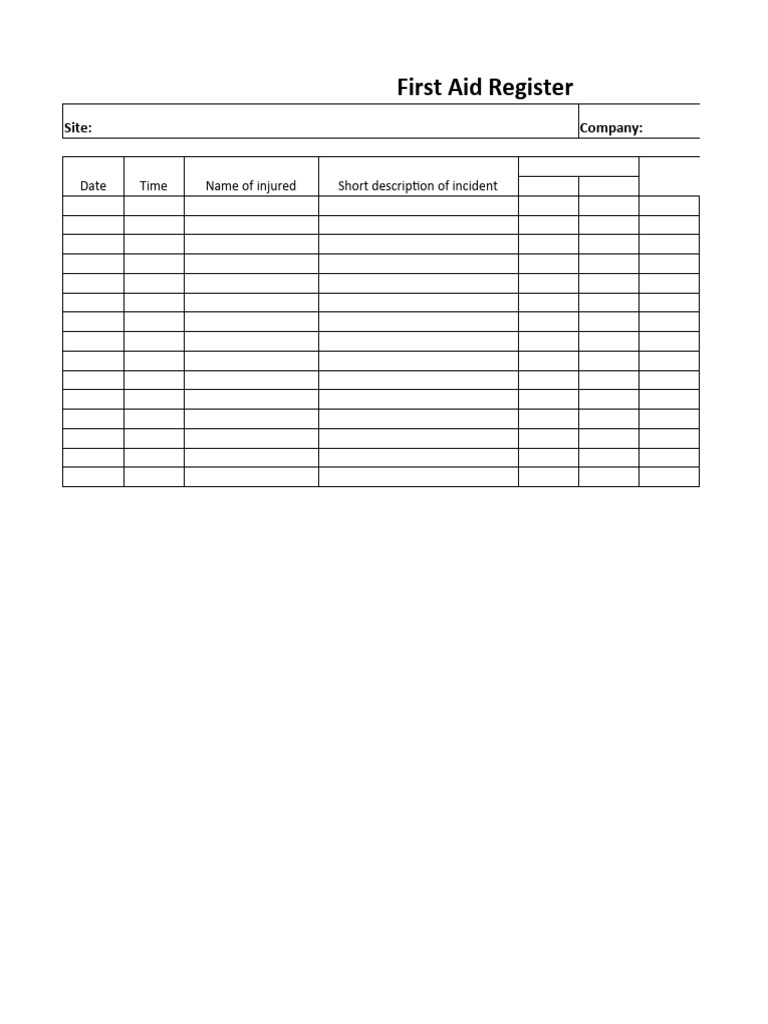 First Aid Register Details | PDF