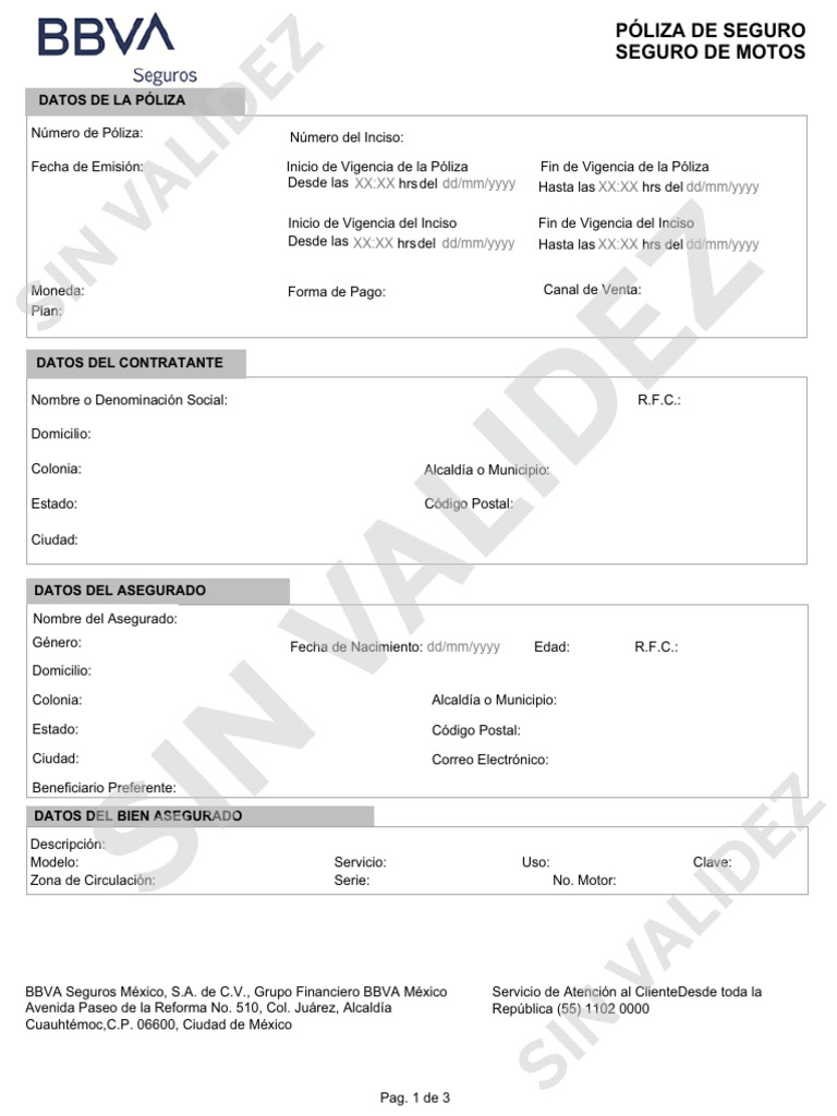 Póliza de Seguro de Moto BBVA | PDF | Póliza de seguros | Seguro