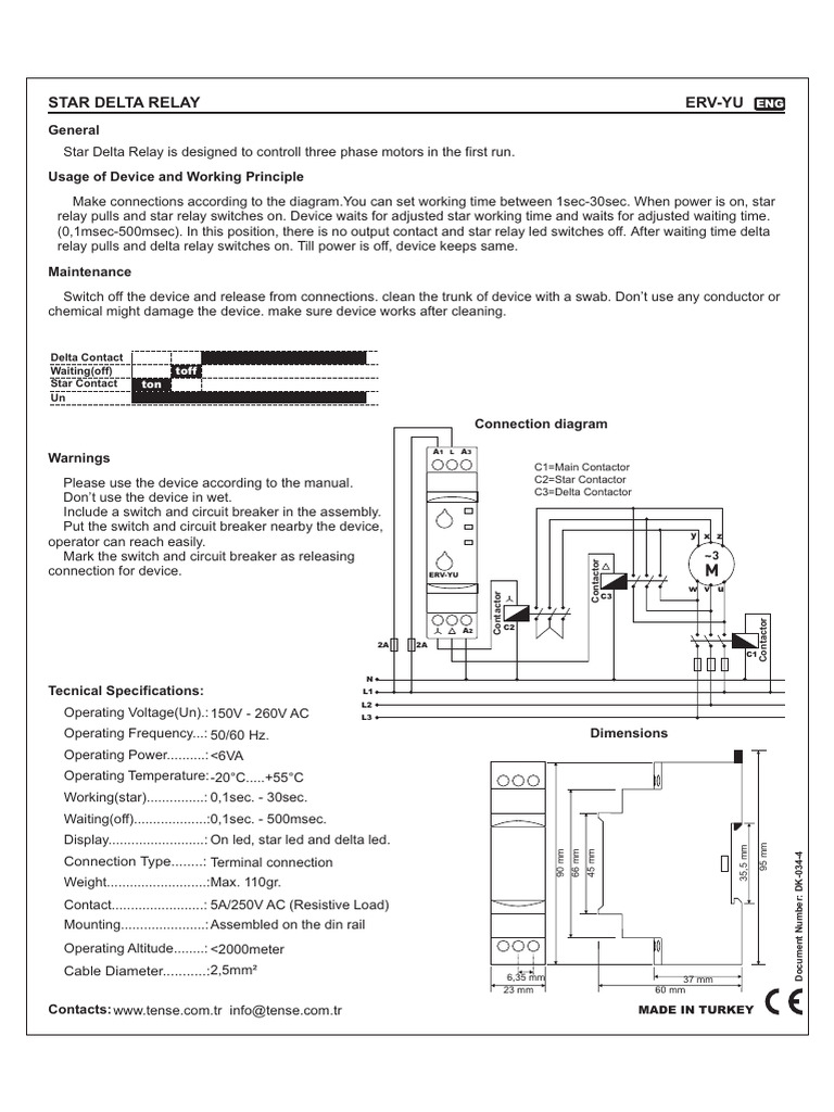 Erv-Yu Star Delta Relay: General | PDF | Relay | Switch