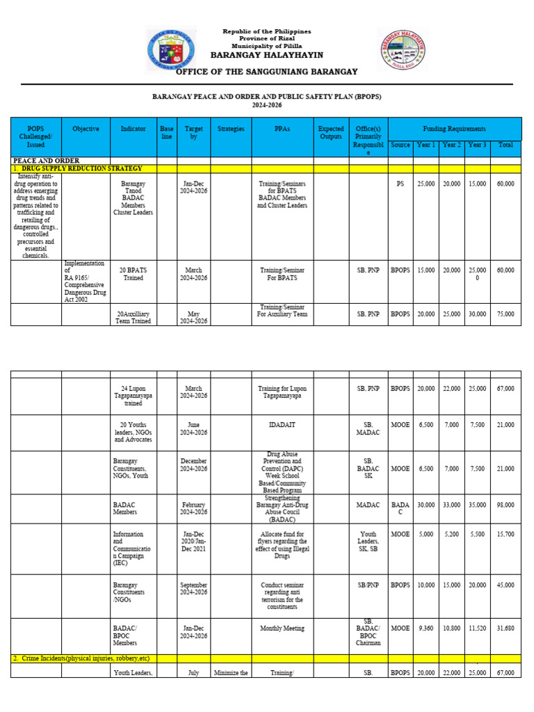 Bpops Plan 2021 2023 | PDF
